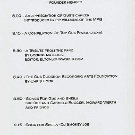 Gus and Sheila special memorial gala - 20 years ago at Abbey Road ...